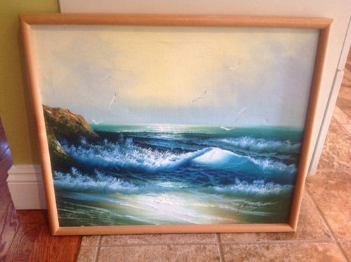 Vintage estate H. Gailey oil painting seascape ocean gorgeous colors ...