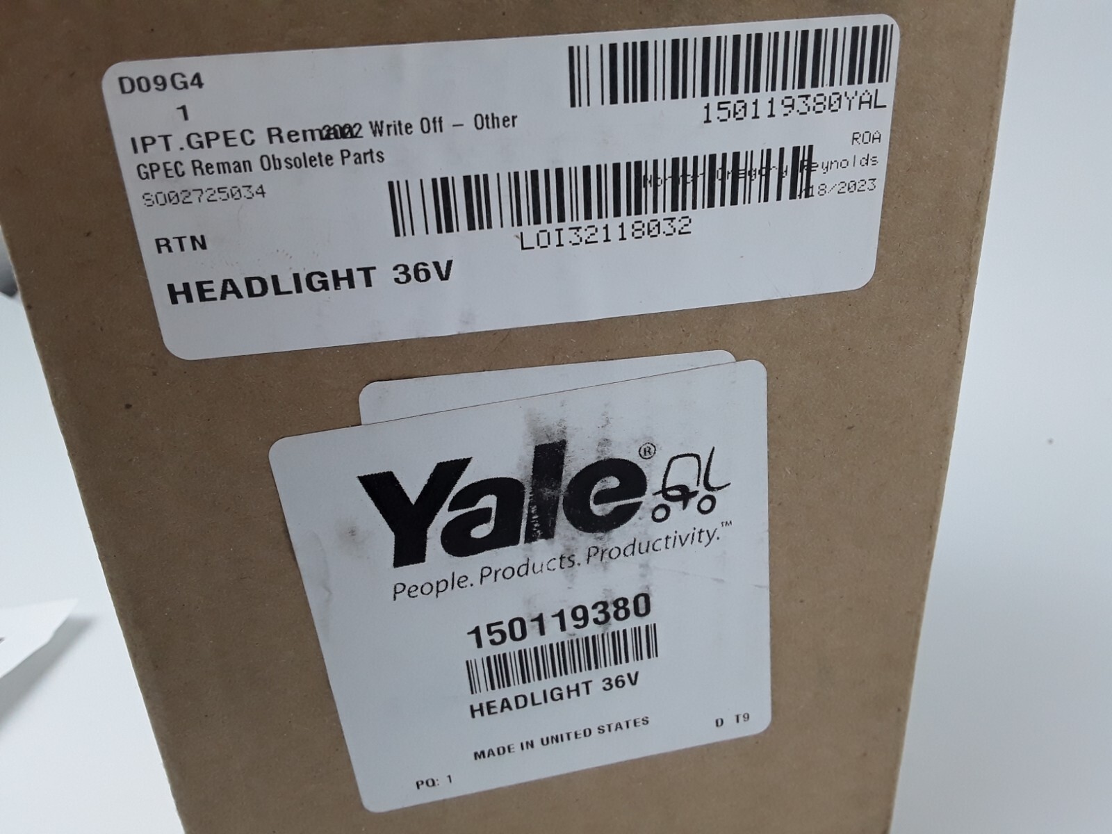 Yale 150119380 Forklift HEADLIGHT LIGHT W/GUARD 36 VOLT Parts Part Free ...