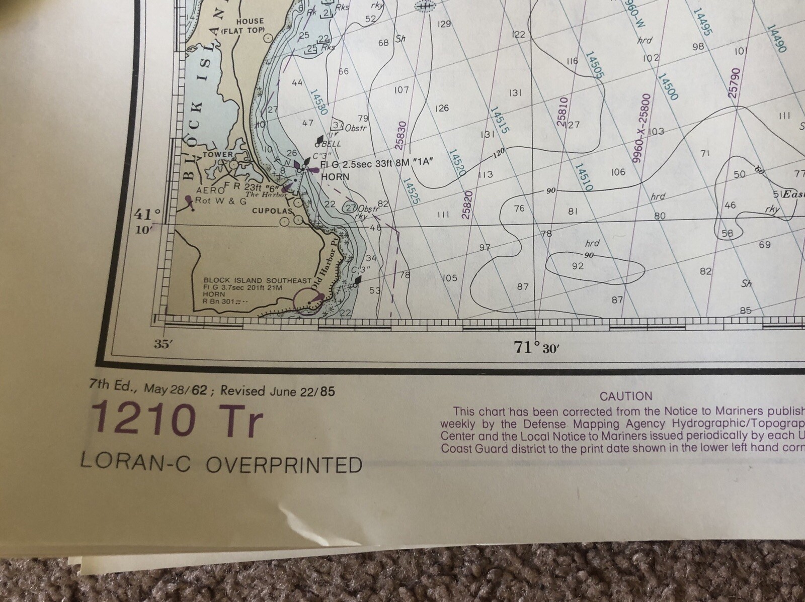 NOAA Nautical Training Chart 1210 Tr Martha's Vineyard To Block Island ...