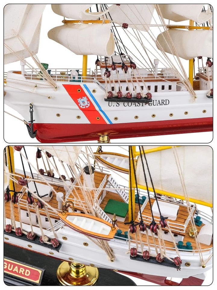 SAILINGSTORY Wooden Model Ship US Coast Guard Eagle Barque Ship Model ...
