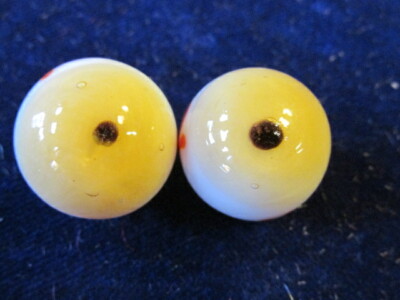 2 EYEBALL Marbles eyes Amber Brown Handmade art glass ball 7/8" free ...