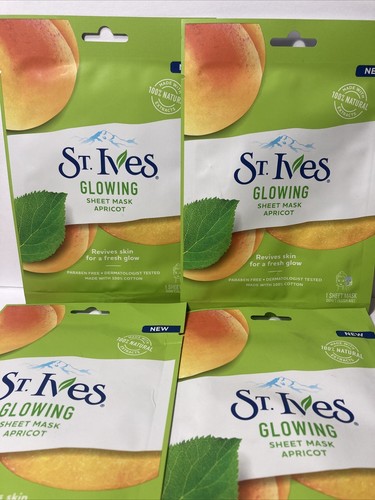 St Ives Glowing Sheet Mask Apricot 4 Single Use Packs Revives Skin ...