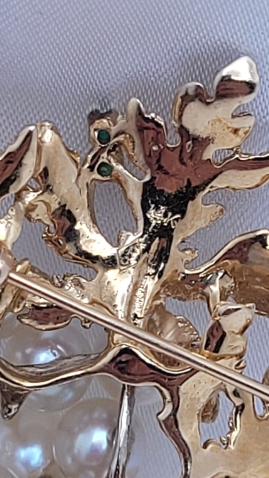 Vintage Signed RJ 14K Yellow Gold Pearls Grape Bunch Brooch Pin | eBay