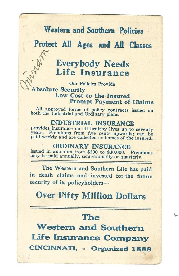 Old Trade Card Western & Southern Life Insurance Co Cincinnati OH Dutch ...