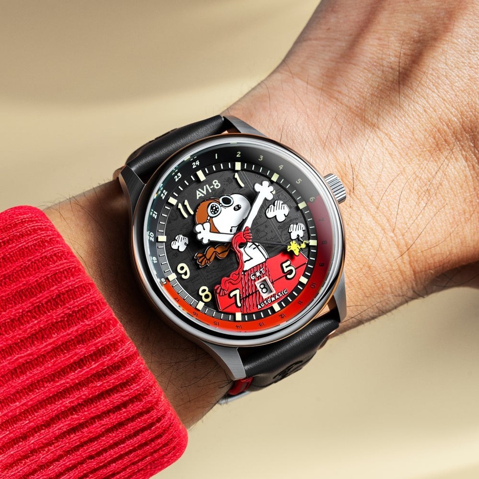 New AVI-8 Peanuts Snoopy Flying Ace Watch with red trim. Limited ...