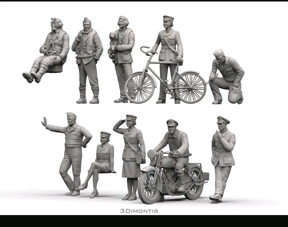 1:48 WWII British RAF Pilots And Ground Personel set tabletop gaming ...