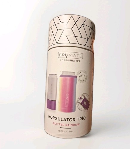 NEW Brumate Hopsulator Trio MUV 3 in 1 Rainbow Glitter Gift Lady Girls ...
