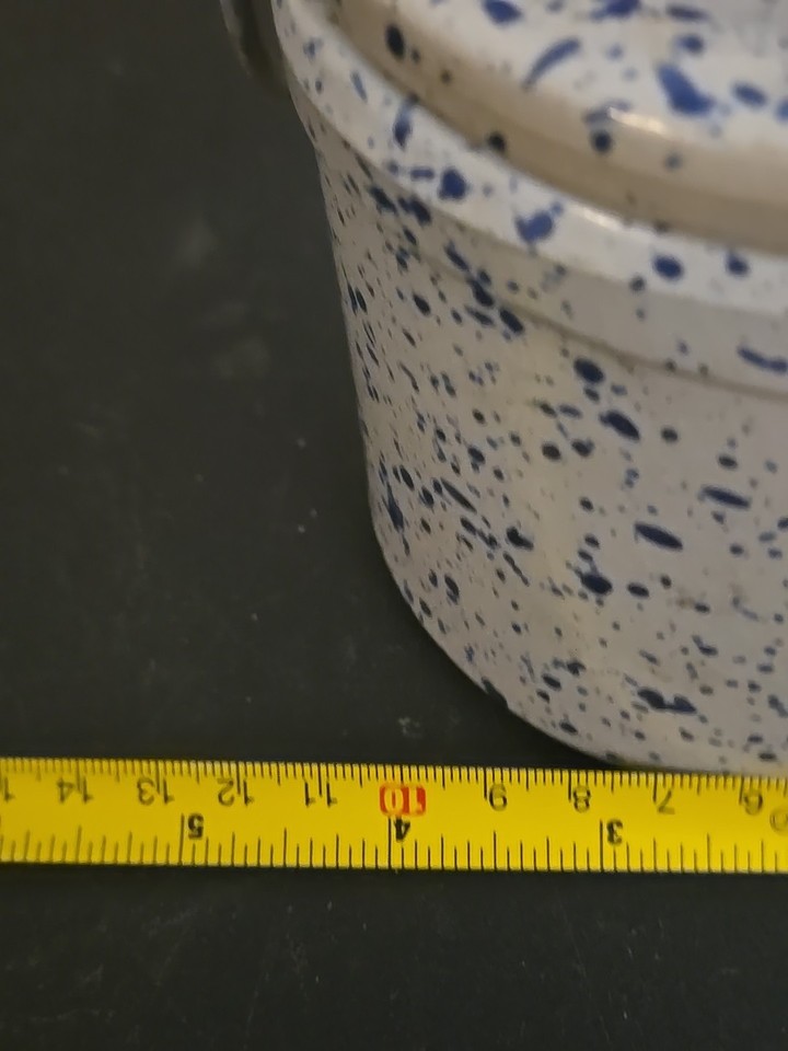 Genuine VTG 1950’s Cobalt Blue Spatter Canister Crock with Metal Bail ...