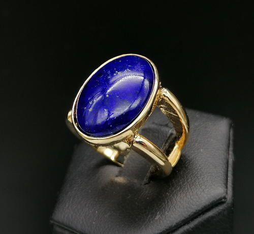 Ring Women's Silver Gold Plated And Real Lapis Blue Jewel Elegant ...