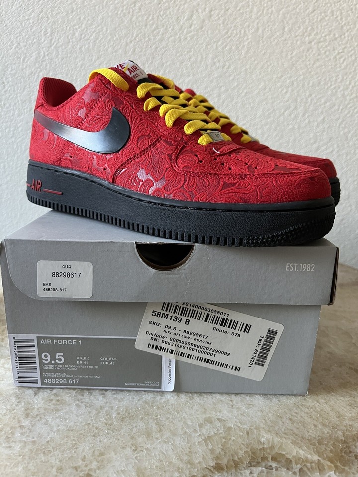 Nike Air Force 1 'Miami Heat' Shoes Mens Sz 9.5 (488298-617) AF1 Red ...