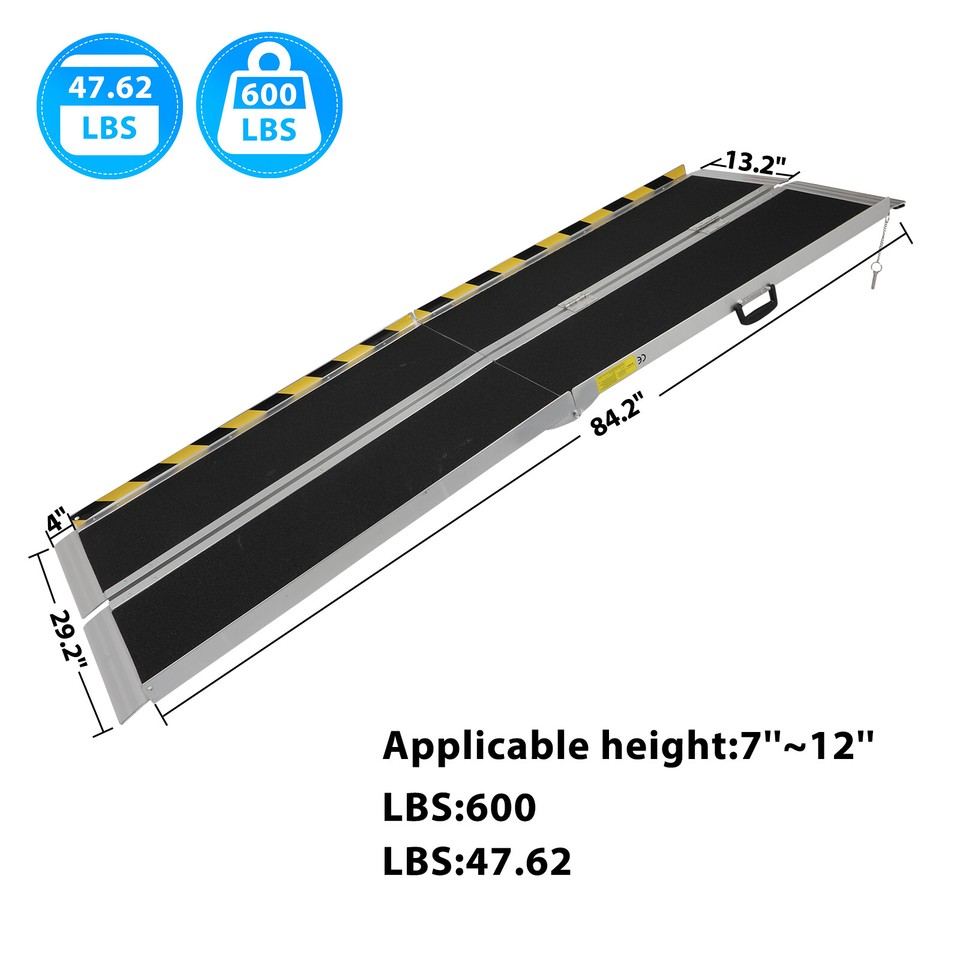 New 7FT Portable Non-Slip Aluminum Folding Handicap Ramp Scooter Ramp ...