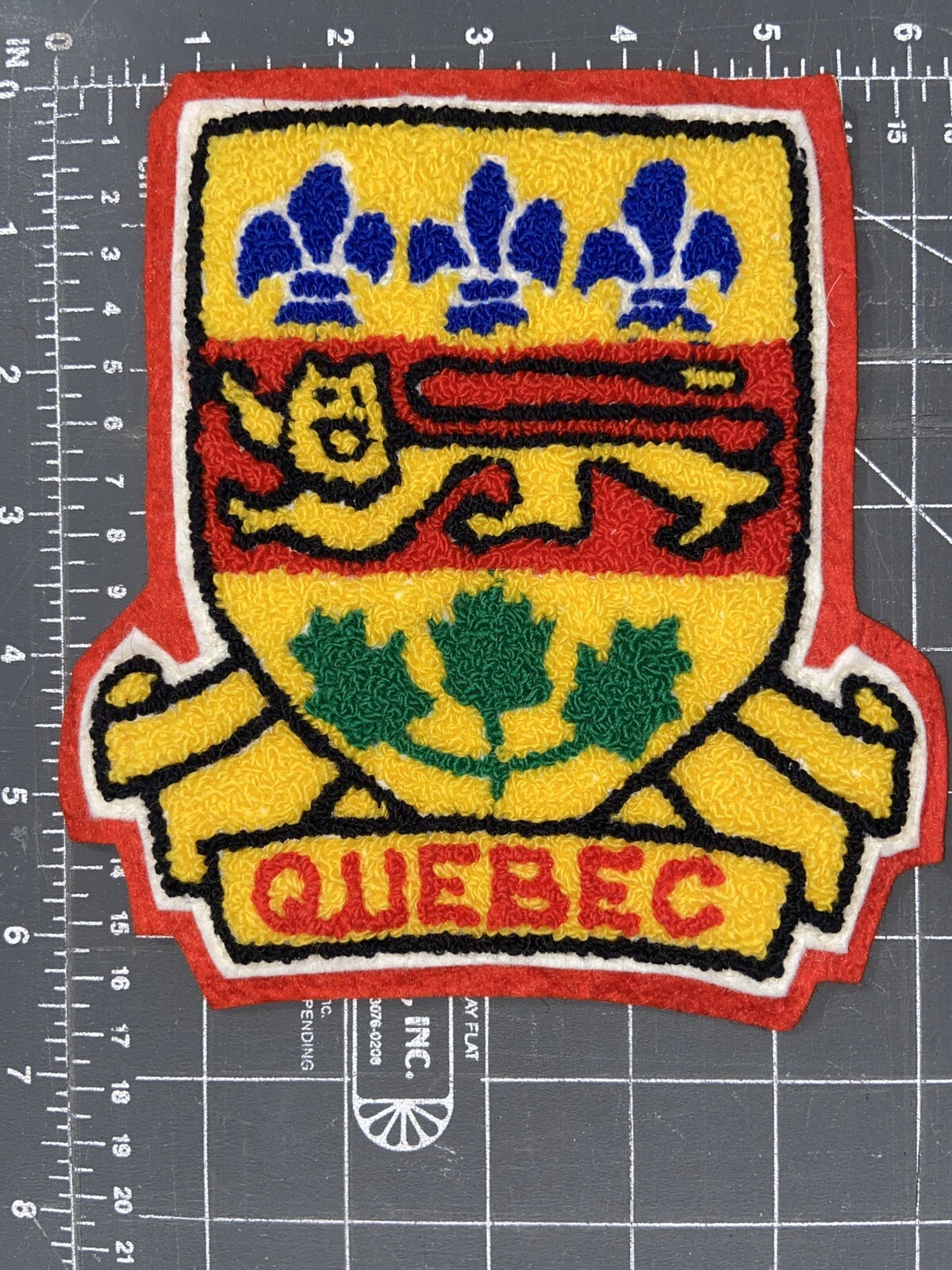 Vintage Quebec Canada Chenille Felt Patch Heraldic Shield Crest Coat of ...
