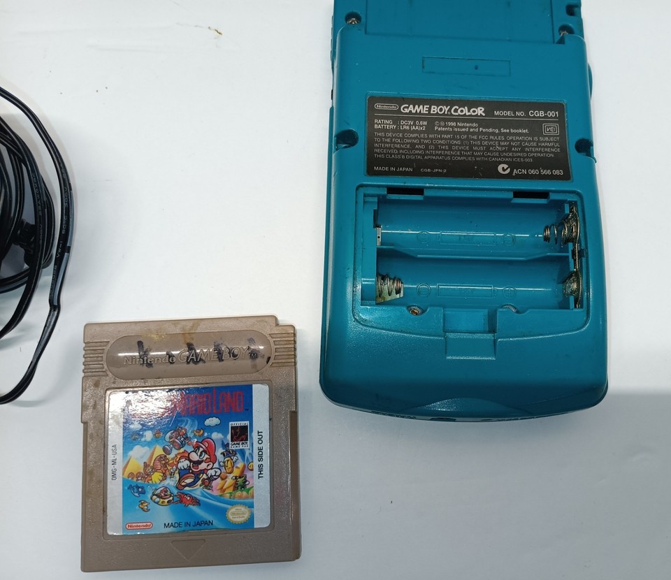 GAMEBOY Color Teal Console System - Super Mario Land Game, Case ...