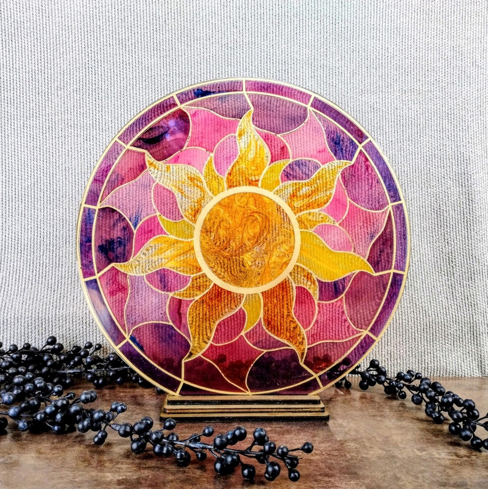 Tangled Rapunzel Sun 11.5" x 11.5" Acrylic Stained Glass Window With ...