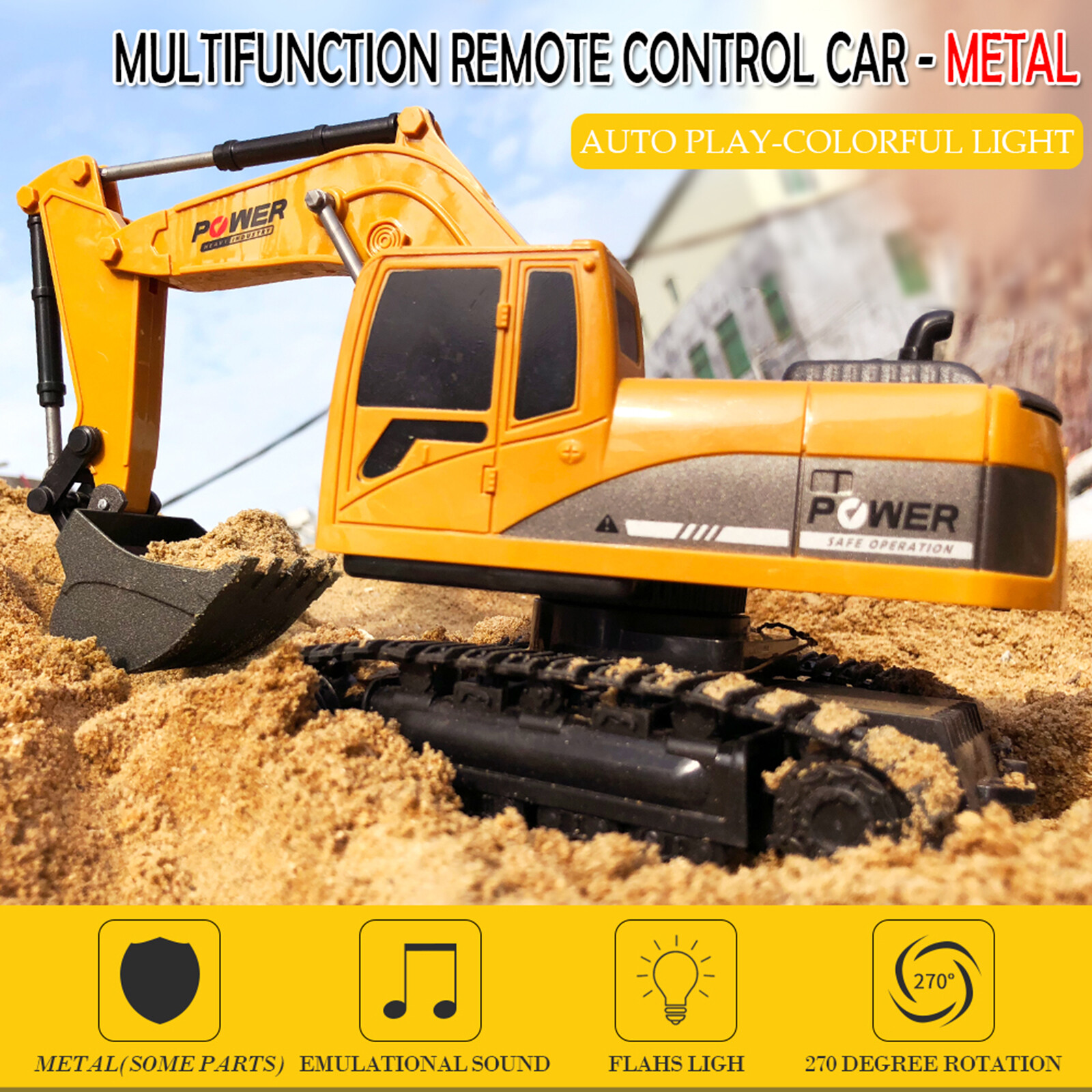 2.4GHz 1/24 Diecast Remote Control Digger Excavator Tractor RC ...