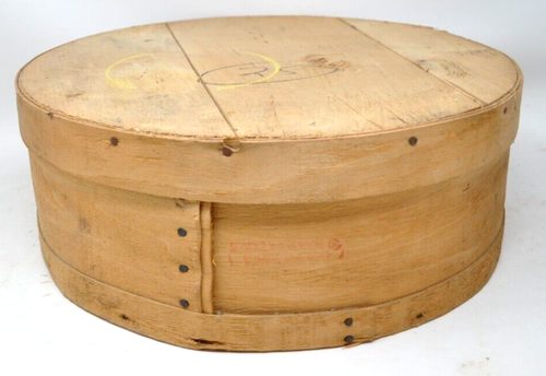 Vtg Primitive Round Banded Wood Wooden Cheese Wheel Box 15" x 5" | eBay