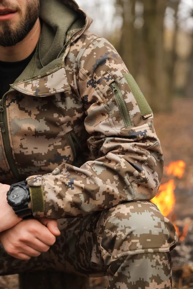 Tactical Ukraine Soft Shell Jacket Pixel Camo Military Outdoor Gear ...
