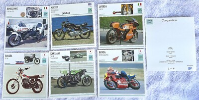 Six 1974 – 1979 Competition Motorcycle Spec Sheet Info Cards | eBay