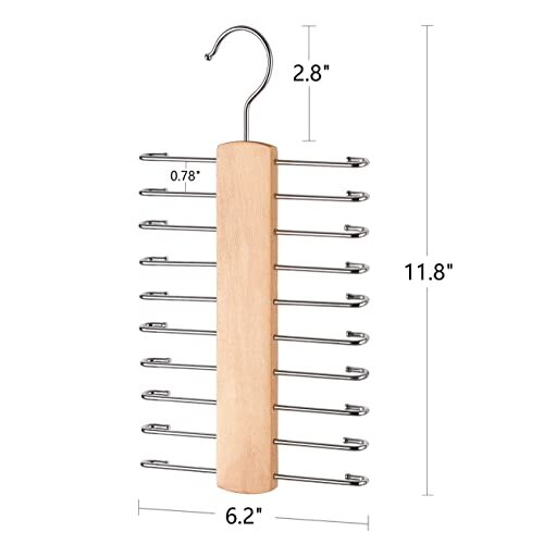 Wood Tie Rack Holder Necktie and Belt Hanger with 20 Non-Slip Clips | eBay