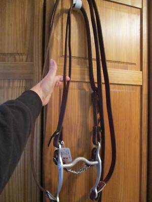 WEAVER LEATHER SPLIT ONE EAR BRIDLE WITH SPLIT REINS & ALUMINUM CURB ...