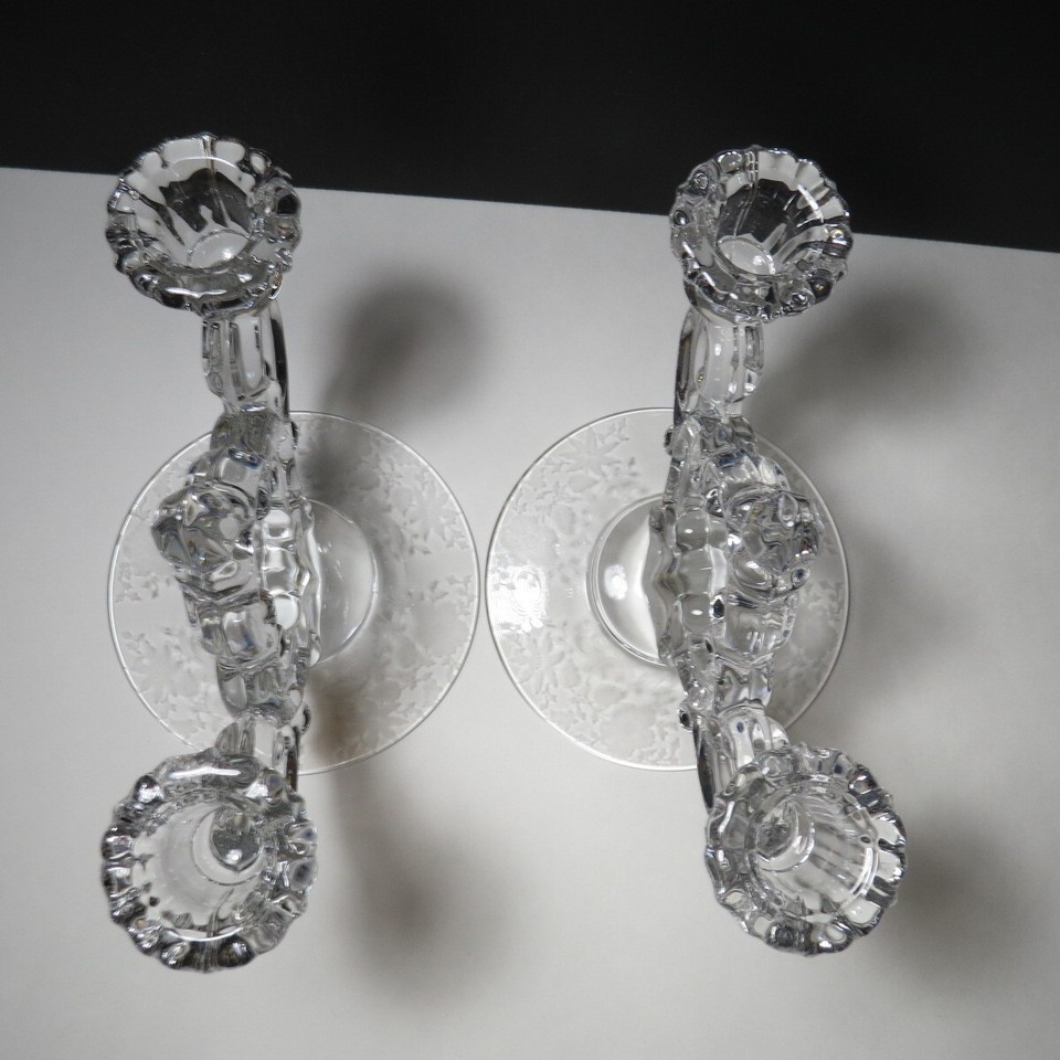 VINTAGE Cambridge Etched Keyhole Double Candlestick Holder Wildflower ...