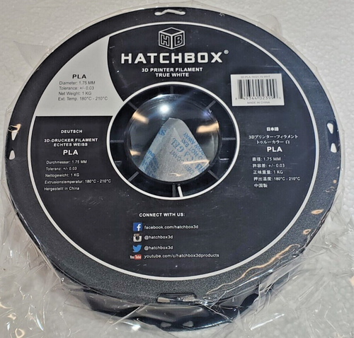 Hatchbox 3D Printer Filament True White +/- 0.03mm 1.75mm 1kg 3DPLA ...