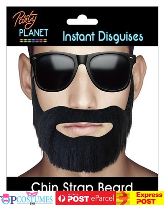 Rapper Mens Black Chin Strap Costume Beard Ali G 80s MC Hammer Hip Hop ...