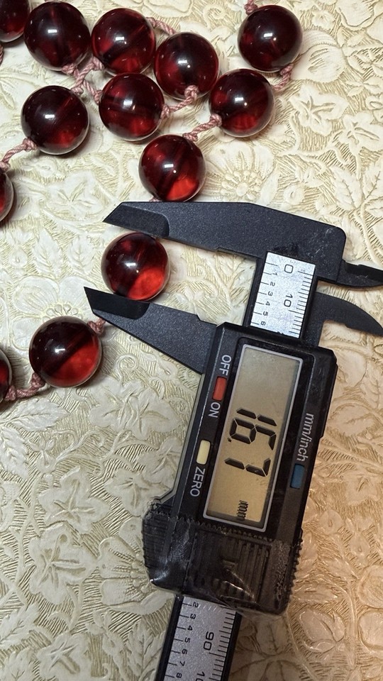 136 Grams Cherry Amber Bakelite Orbs Art Deco Necklace 40” | eBay