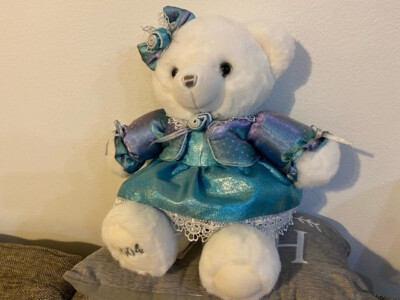 2004 WalMART CHRISTMAS Snowflake TEDDY BEAR white Girl 22" Blue Outfit ...