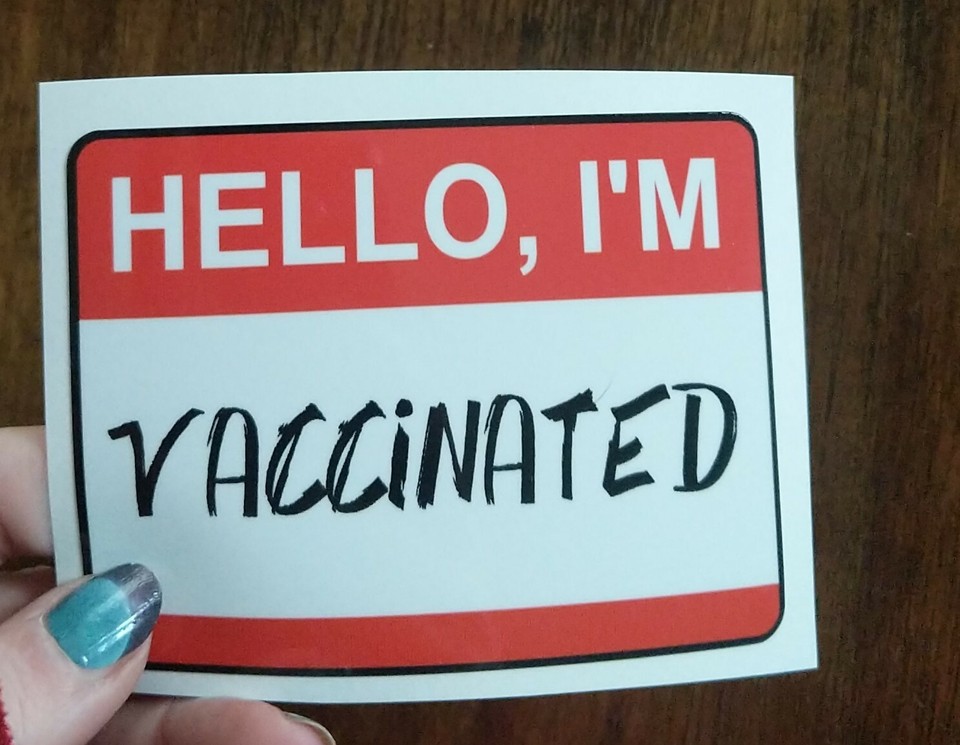 4" Hello I'm Vaccinated Name Tag Decal Printed Vinyl Decal Funny Vax ...