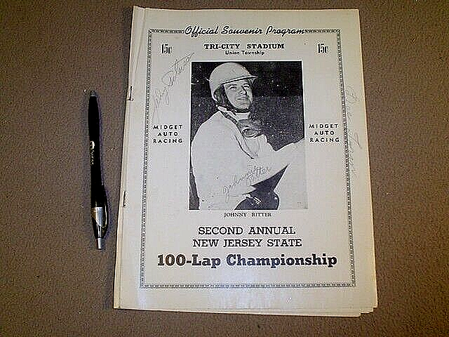 Vtg 1941 JOHNNY RITTER Cover Photo Signed Midget Auto Racing 100 lap ...