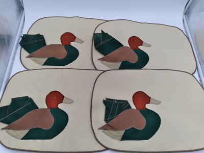 Mallard Duck Placemats Tails Removable Napkin Rustic Country Cabin ...