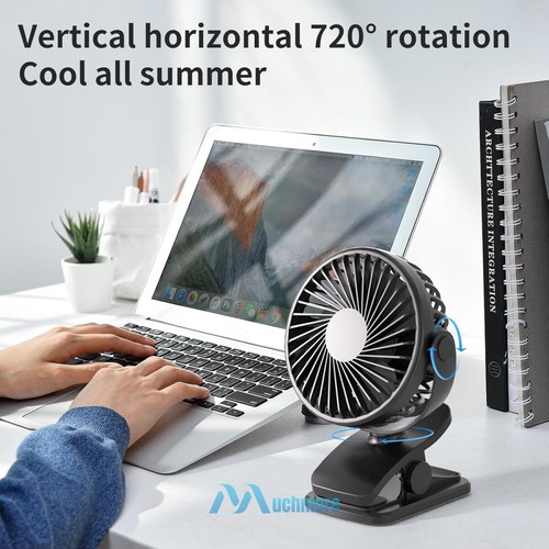 LED Clip on Fan Small Portable Desk Table Fan 3 Speeds with ...