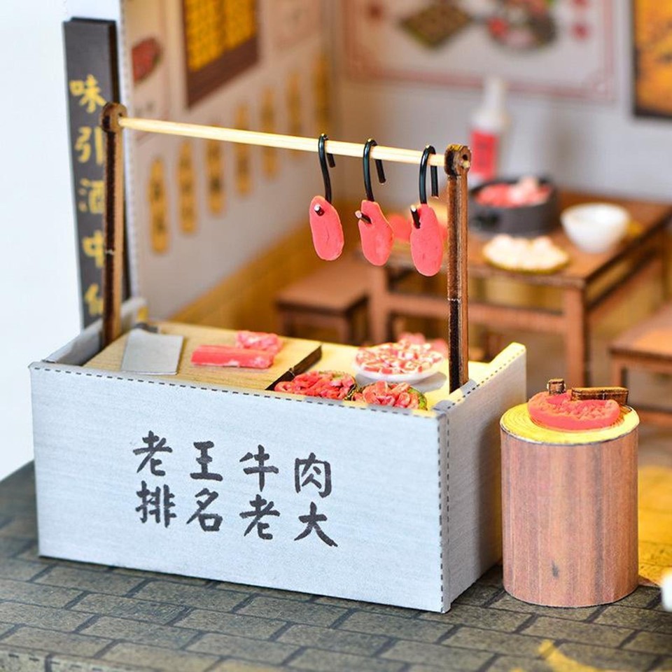 DIY DollHouse Kit Hotpot Restaurant Handmade Wooden Doll House Building ...