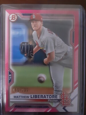 2021 Bowman Matthew Liberatore Fuchsia Border Prospect #45/299 #BP-29 ...