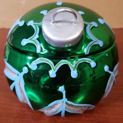 2000 CHRISTMAS ORNAMENT BULB SHAPED CANDY DISH—GREEN AND SILVER—TARGET ...