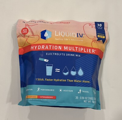Liquid IV Hydration Multiplier Strawberry & Golden Cherry 30 Ct .56 Oz ...