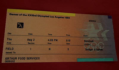 8/2/84 L.A. OLYMPICS BASEBALL TICKET STUB | eBay