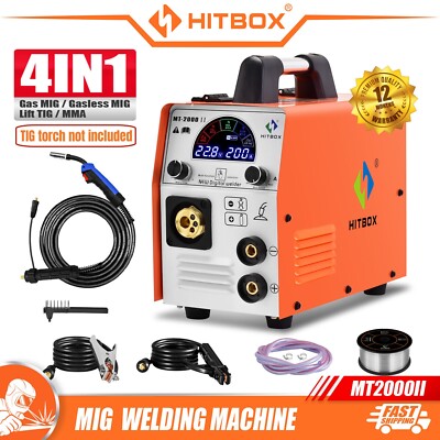 MIG Welder HITBOX 110V/220V DC Inverter 200A Gasless Gas MIG TIG ...
