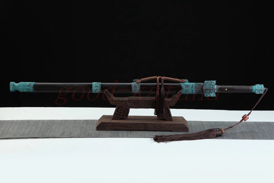 110cm Hand Forge Chinese Sword "King Qin Jian" Folded Steel Blade Sharp ...