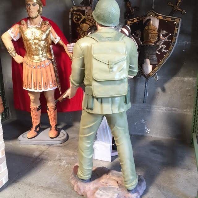 WWII Soldier Life Size Statue Military Army Surplus Theme Decor Prop ...