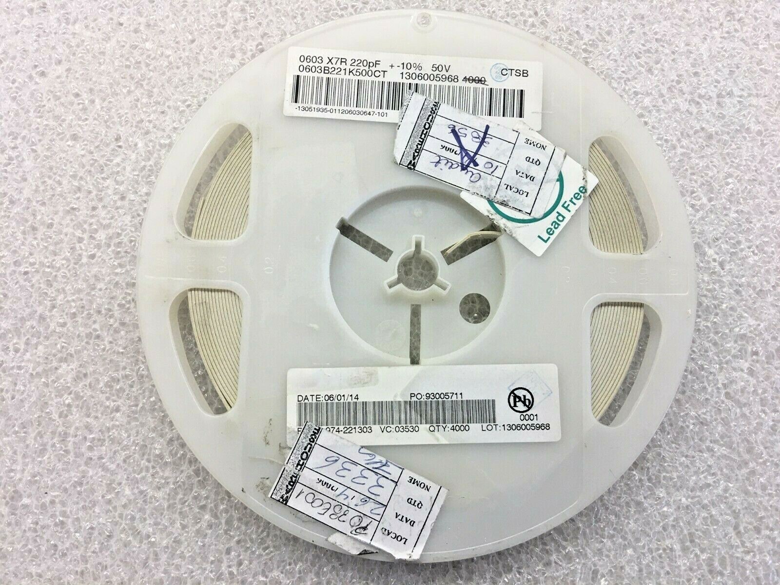 (3,336 PIECE REEL) 0603B221K500CT, WALSIN, CAP CER 220PF 50V X7R 0603 ...