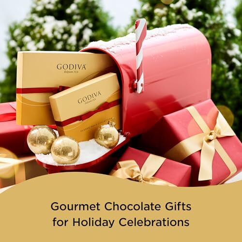 Godiva Chocolatier Chocolate Gift Box with Red Ribbon - 18 pc Assorted ...