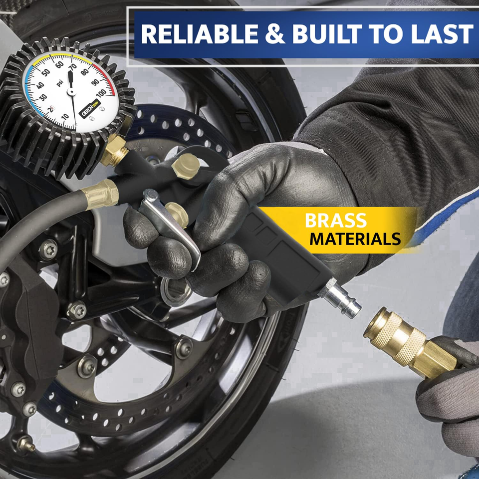 Tire Inflator with Pressure Gauge – Large Glow Dial, Swivel Air Chuck ...