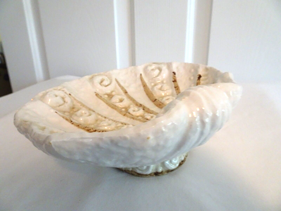 Vtg MCM Ceramic Sea Shell Shaped Soap Dish Trinket Beach Coastal Decor ...