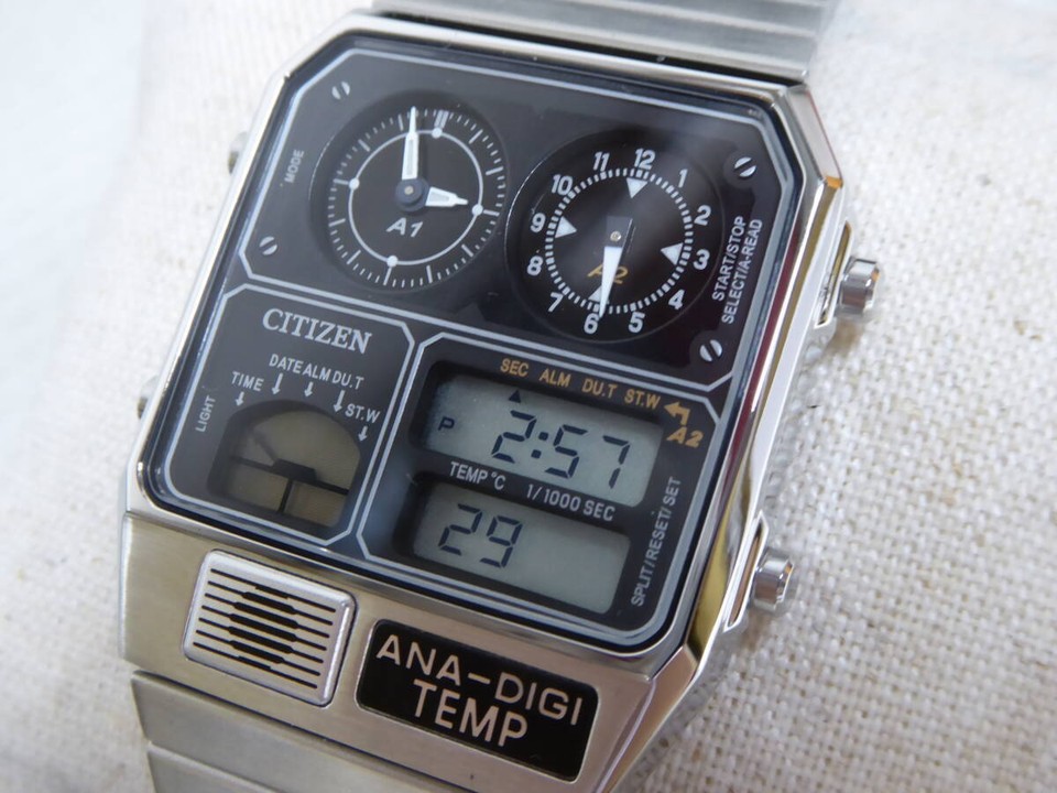 Citizen Ana-DigiTemp JG2101-78E Reproduction Model Wristwatch Silver ...