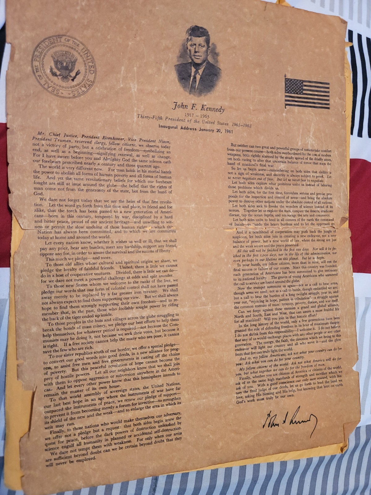 John f Kennedy autograph signed signature 1970 Original #1 Seal Of ...