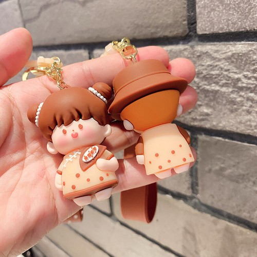 New Cartoon Pearl Milk Tea Keychain Pendant Bag Pendant Couple Keyring ...
