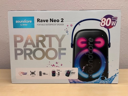 NEW Soundcore Anker Rave Neo 2 Portable Bluetooth Stereo Party Speaker ...