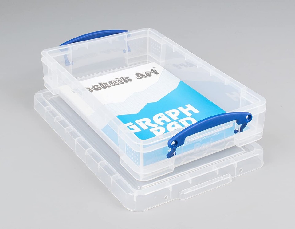 Really Useful Box 4 Litre Office Storage Box Clear Stackable Lid Lock ...
